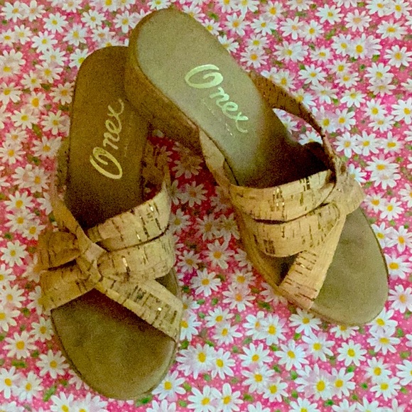 Onex | Shoes | Onex Gayle 2 Tan Cork Wedge Slide Sandals | Poshmark